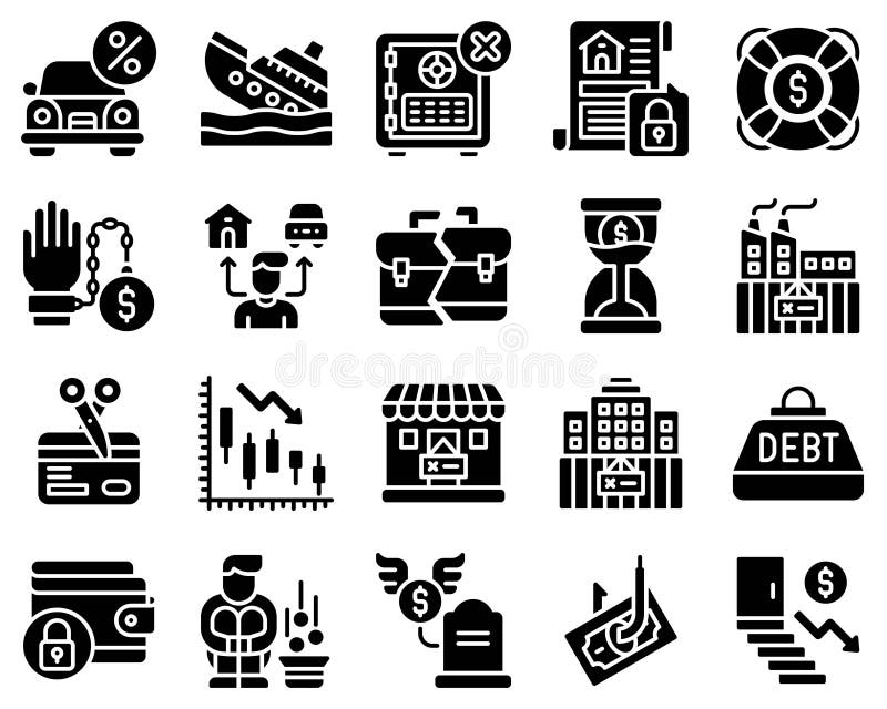 Bankruptcy Related Vector Icon Set 4, Solid Style Stock Vector ...