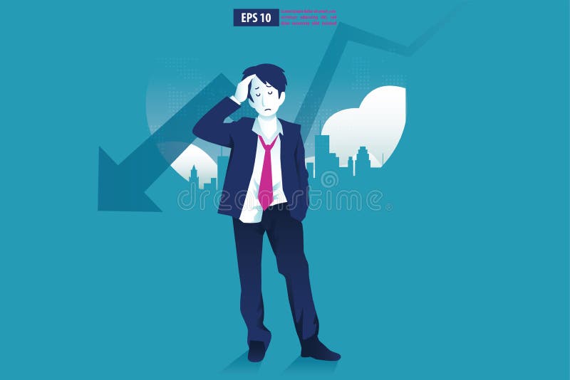 Bankruptcy Vector Illustration Concept. Businessman with Broke Company. Global Financial Crisis ...