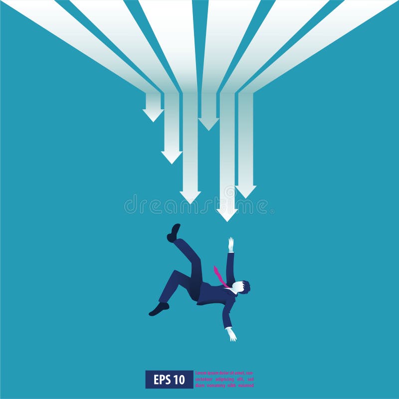 Concept Decrease Colum Chart with Fall Arrow Stock Vector - Illustration of analytics, economic ...