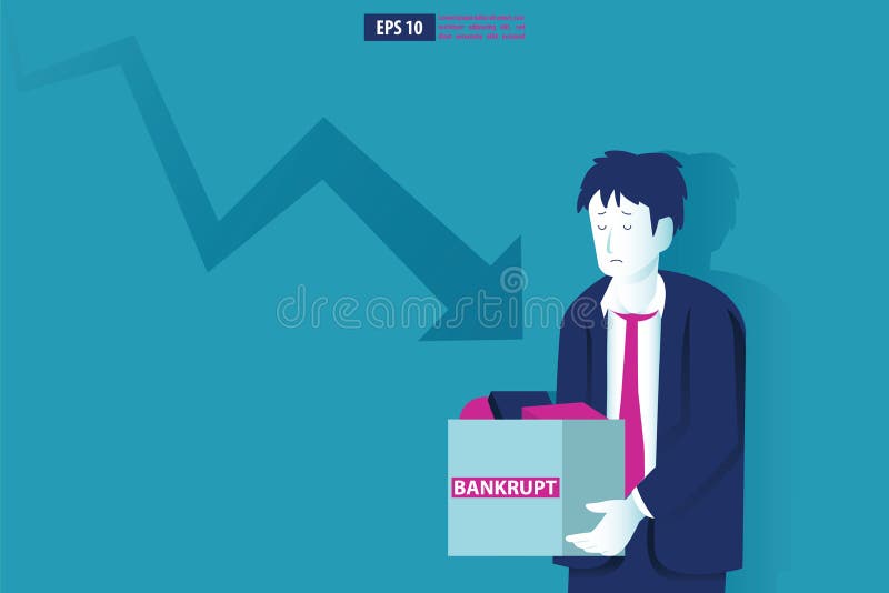 Bankruptcy Vector Illustration Concept. Businessman with Broke Company ...