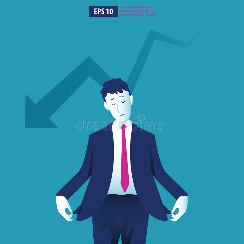 Bankruptcy Vector Illustration Concept. Businessman with Broke Company. Global Financial Crisis ...