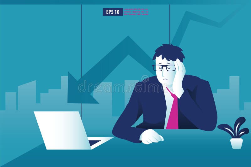 Bankruptcy Vector Illustration Concept. Businessman with Broke Company. Global Financial Crisis ...