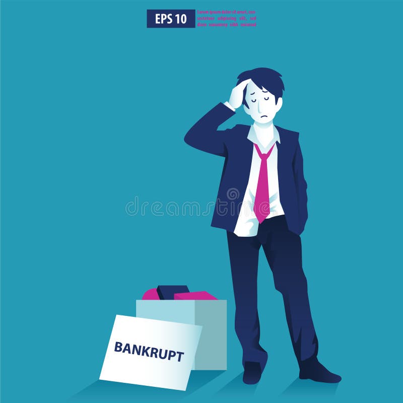 Bankruptcy Vector Illustration Concept. Businessman with Broke Company ...