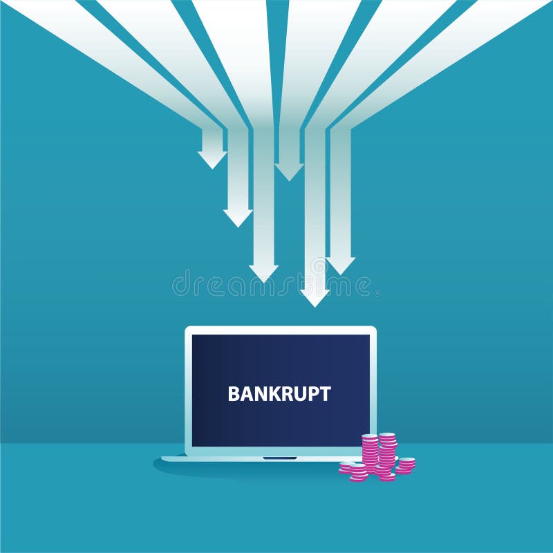 Bankruptcy Vector Illustration Concept. Businessman with Broke Company ...