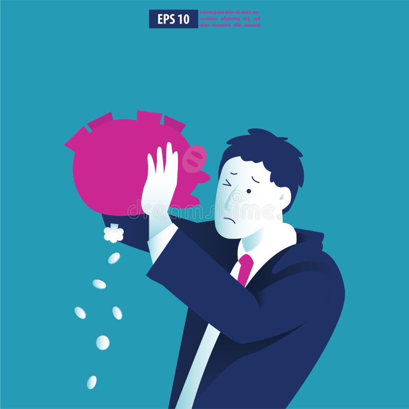 Bankruptcy Vector Illustration Concept. Businessman with Broke Company. Global Financial Crisis ...