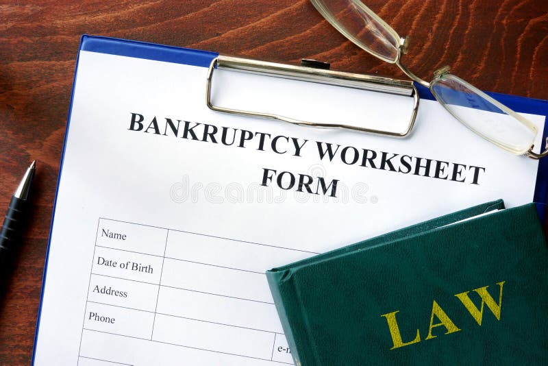 Bankruptcy worksheet form stock image. Image of finance - 62028775