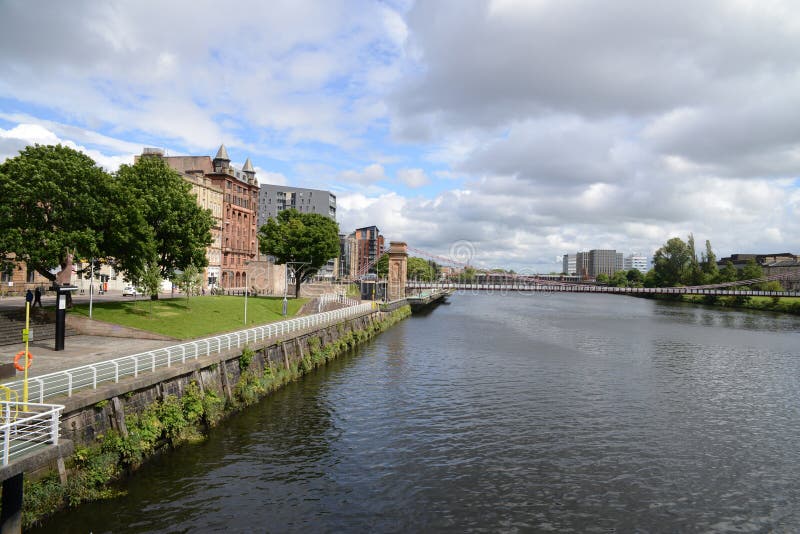 On the Banks of the Clyde River in Glasgow Stock Photo - Image of ...