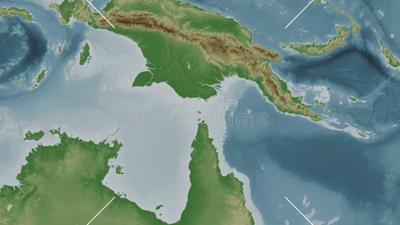 Banks Island in the Coral Sea. Physical Map. Slide Stock Video - Video ...