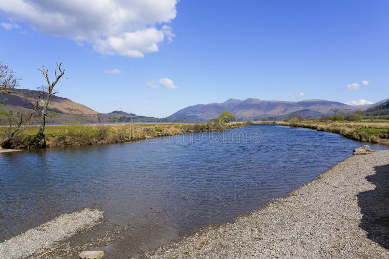 On the Banks of the River Derwent in the Lake District Stock Image ...