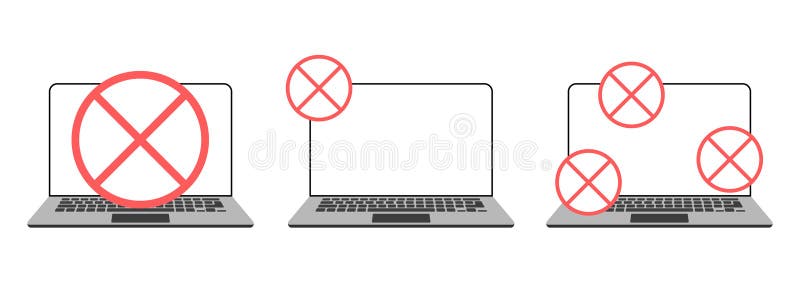 Banned Laptop Sign. Warning, Laptop with Forbidden Sign on Screen ...