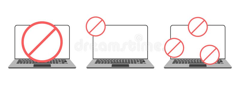 Banned Laptop Sign. Warning, Laptop with Forbidden Sign on Screen ...