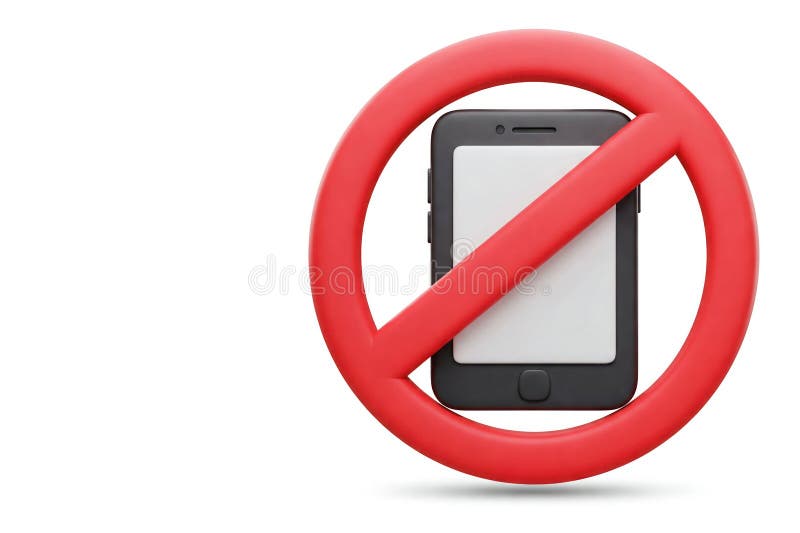 A Banned Smartphone with a Red Ban Sign. Space for Text. Stock Photo ...