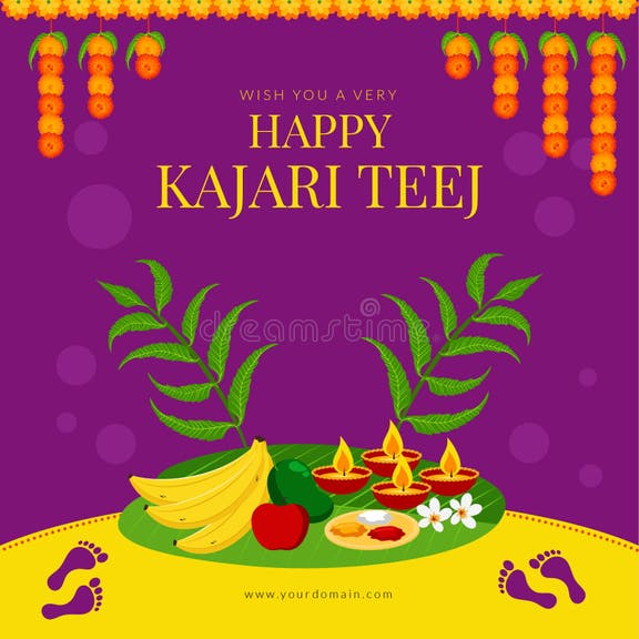 Happy Kajari Teej Indian Festival Banner Design Stock Vector ...