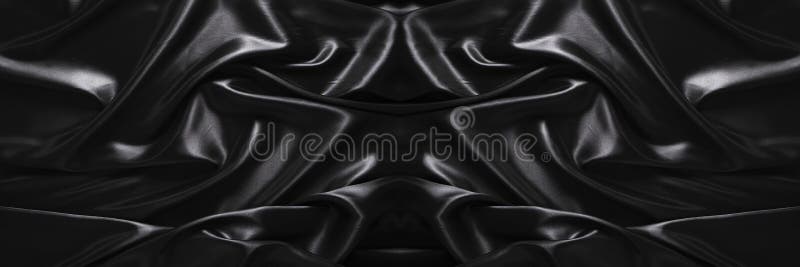 Banner, Abstract Background of Black Silk Fabric. Stock Photo - Image ...