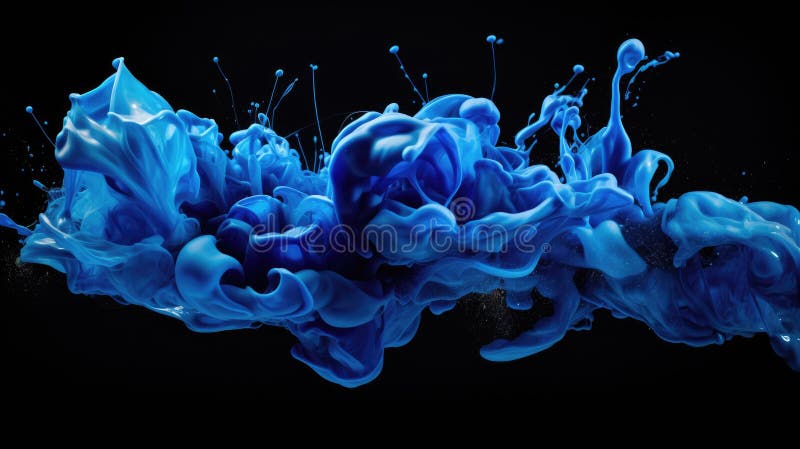 Banner with Abstract Background Explosion of Blue Ink on a Black ...