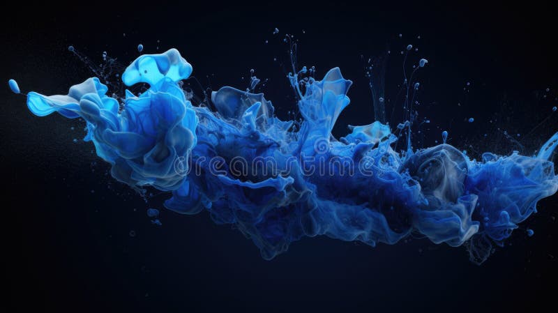 Banner with Abstract Background Explosion of Blue Ink on a Black ...