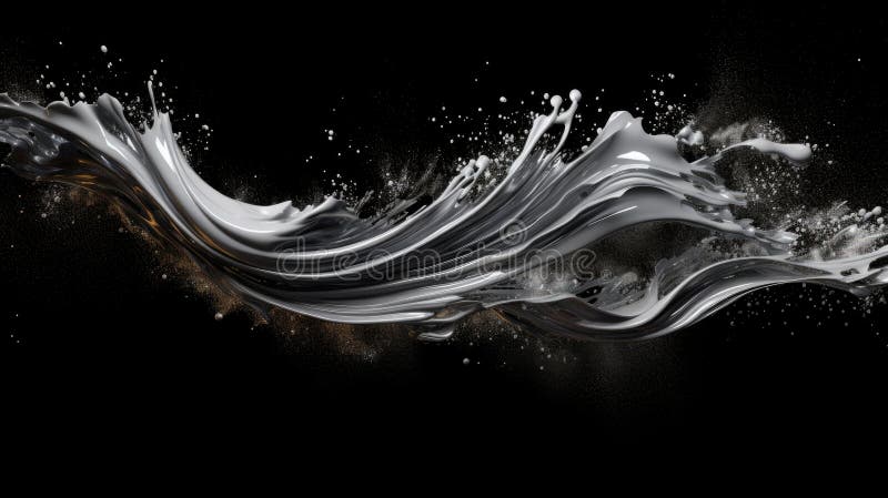 Banner with Abstract Background Explosion of Silver Ink on a Black ...