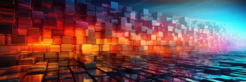 Banner, Abstract Background, Glitch Effect, Cubes. AI Generative Stock ... Banner, Abstract Background, Glitch Effect, Cubes. AI Generative Stock ...