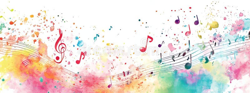 A Multicolored Digital Sheet Music Banner with an Abstract Background ...