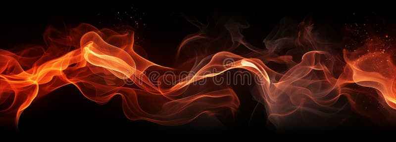 Banner with Abstract Flames of Fire with Burning Smoke Float Up Black ...