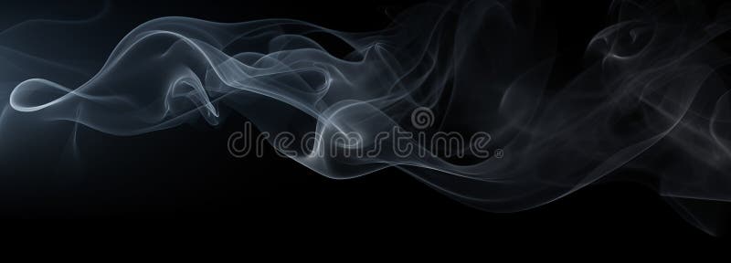 Banner with Abstract Smoke Float Up Black Background. Stock ...