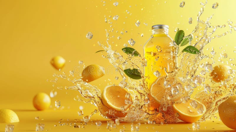 This Banner Ad Displays a Bottle of Lemon Iced Tea Splashed with Tea ...