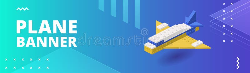 Banner with Airplane for Print and Design. Vector Illustration. Stock ...