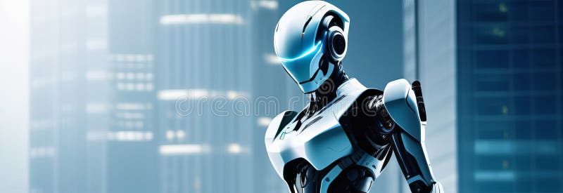 Banner with an Anthropomorphic Robot. AI Generated. Stock Image - Image ...