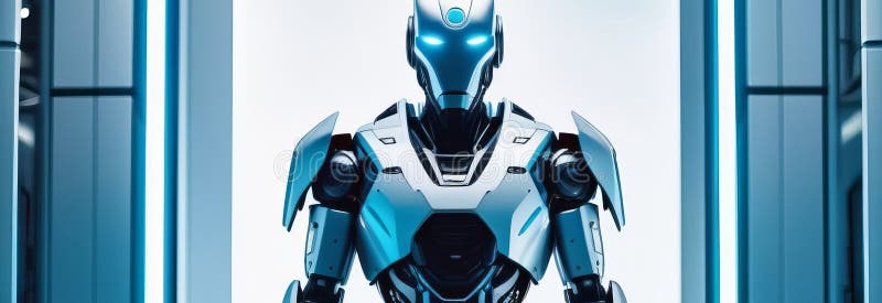 Banner with an Anthropomorphic Robot. AI Generated. Stock Image - Image ...
