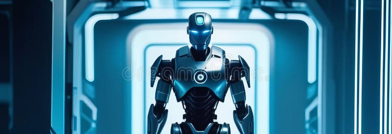 Banner with an Anthropomorphic Robot. AI Generated. Stock Photo - Image ...