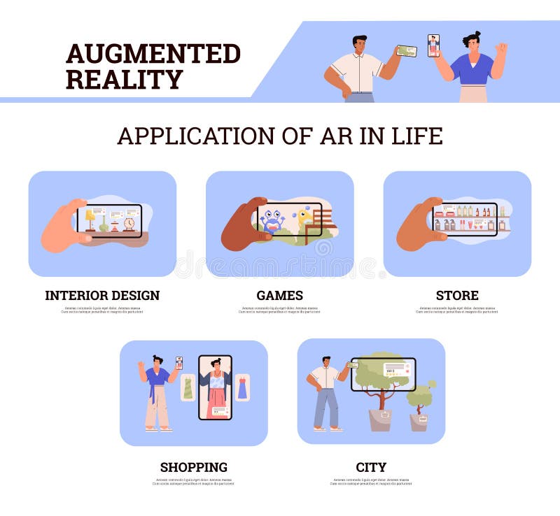 Banner about Application of AR in Life Flat Style, Vector Illustration Stock Vector ...
