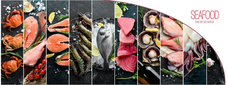 Banner Arranjo De Peixe E Marisco Imagem de Stock - Imagem de alimento ...
