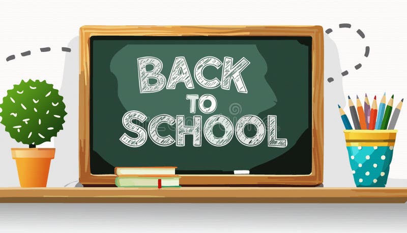 Banner, Back To School Text on Blackboard. Education Concept. Vector ...