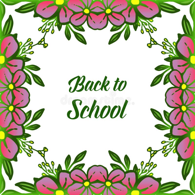 Banner Back To School, with Texture of Leaf Flower Frame Elegant ...