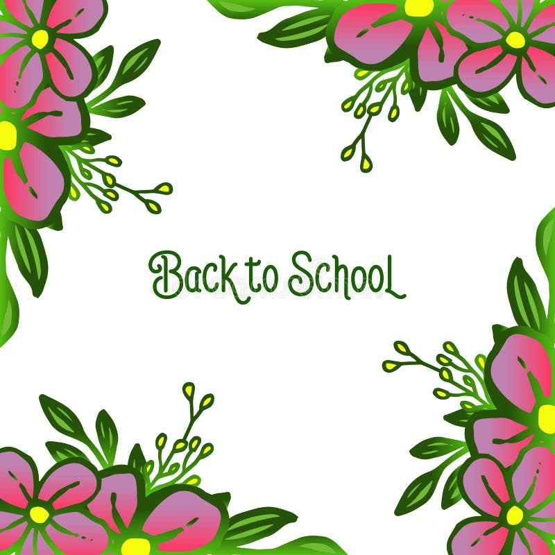 Banner Back To School, with Texture of Leaf Flower Frame Elegant ...
