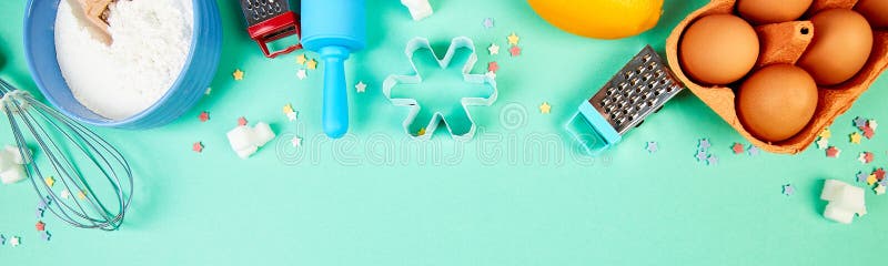 Banner with Baking or Cooking Ingredients. Bakery Frame. Dessert ...