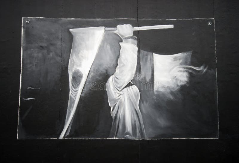 Banner on Berlin Wall editorial image. Illustration of wall - 20709810