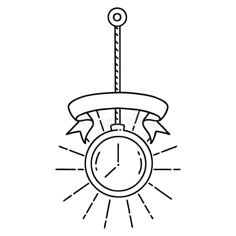 Banner with Black Line Work Tattoo Style Gold Pocket Watch Stock Vector ...