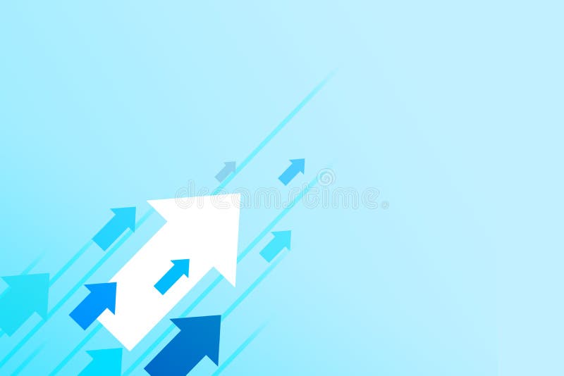 Banner with Blue Arrows Flying Up on a Blue Background. Stock ...