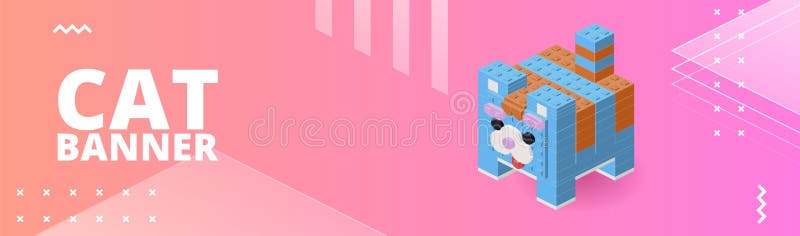 Banner with a Blue Cat for Printing and Design. Vector Illustration ...