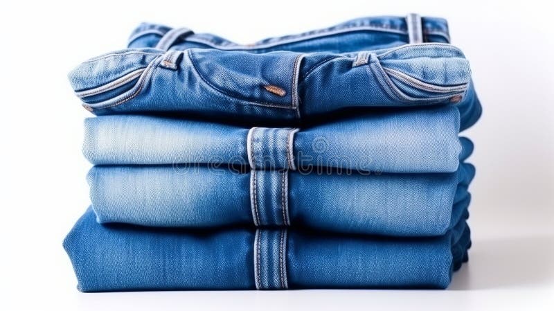 Banner Blue Jeans Denim Set Isolated on White Background, Generative Ai ...