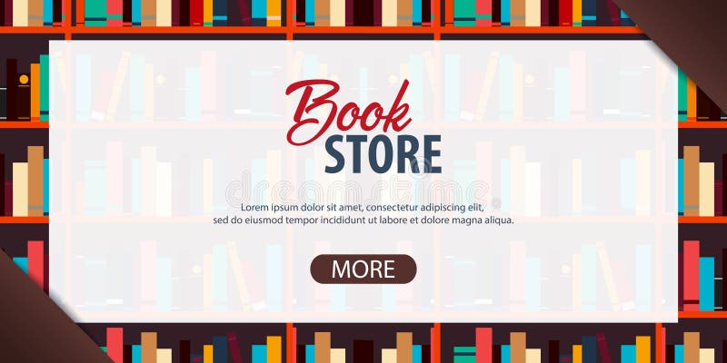 Banner Book Store. Book Shelf or Bookcase on the Background. Stock ...