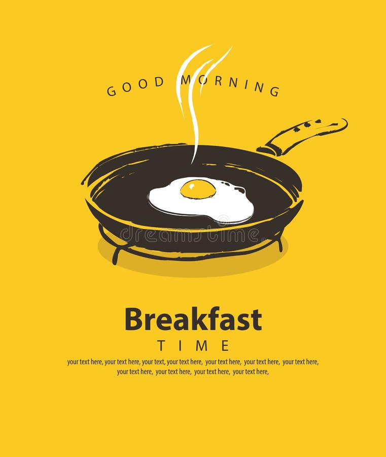 Banner for Breakfast with Fried Egg on Frying Pan Stock Vector ...
