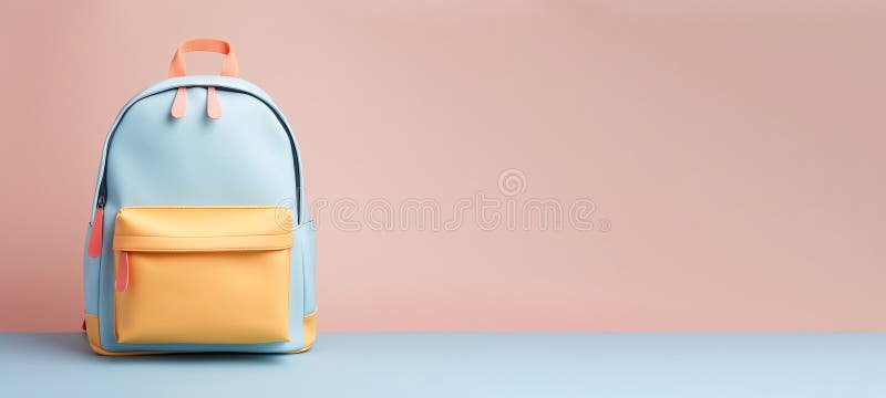 Banner of a Bright Pastel Color School Backpack Isolated with Copy ...