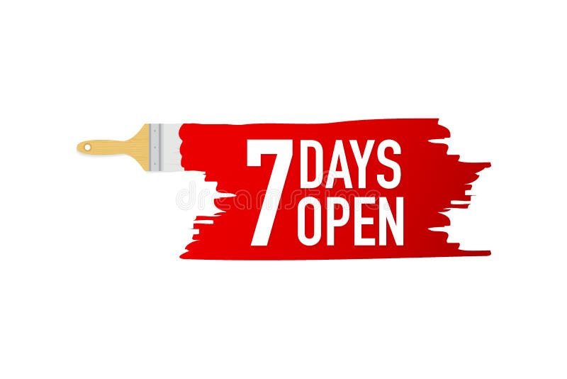 Banner with Brushes, Paints - 7 Days Open. Vector Illustration. Stock ...