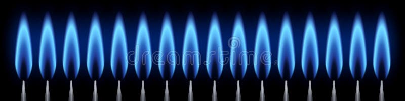 Banner Burner with Flames Natural Gas on Black Background Stock ...