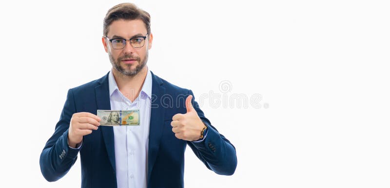 Banner of Business Man with Money Dollars. Stock Image - Image of ...