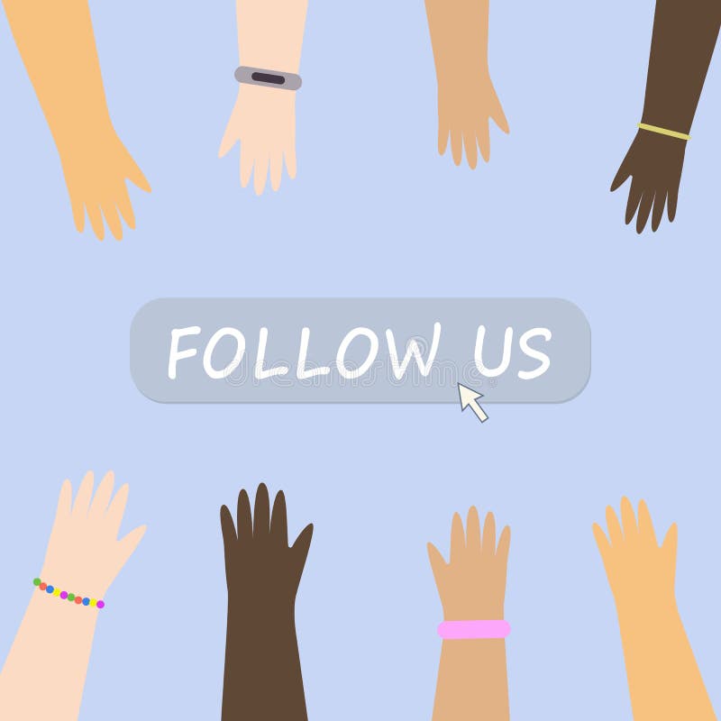 Banner with a Follow Us Button, with an Image of Hands Reaching Out To ...