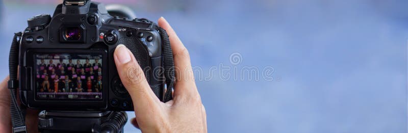 Banner, Camera Taking Close-up Photo Stock Photo - Image of studio ...