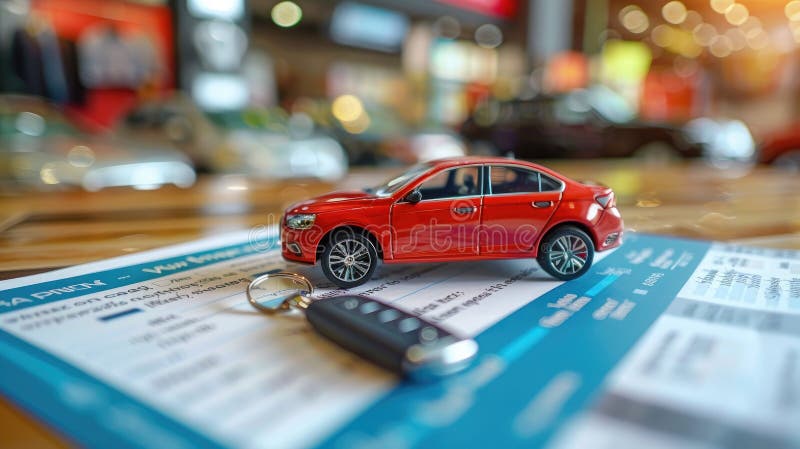 Banner Car Model and Car Key Lying on the Sales Contract Plan. Stock ...